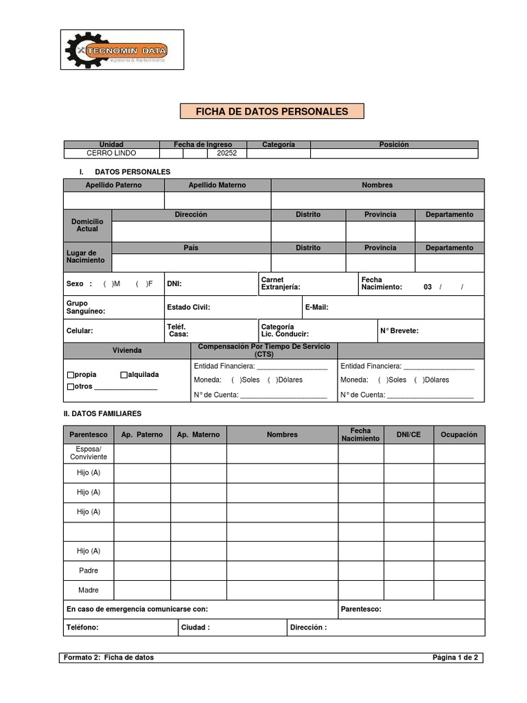 Ficha de Datos Trabajadores y DNI | PDF