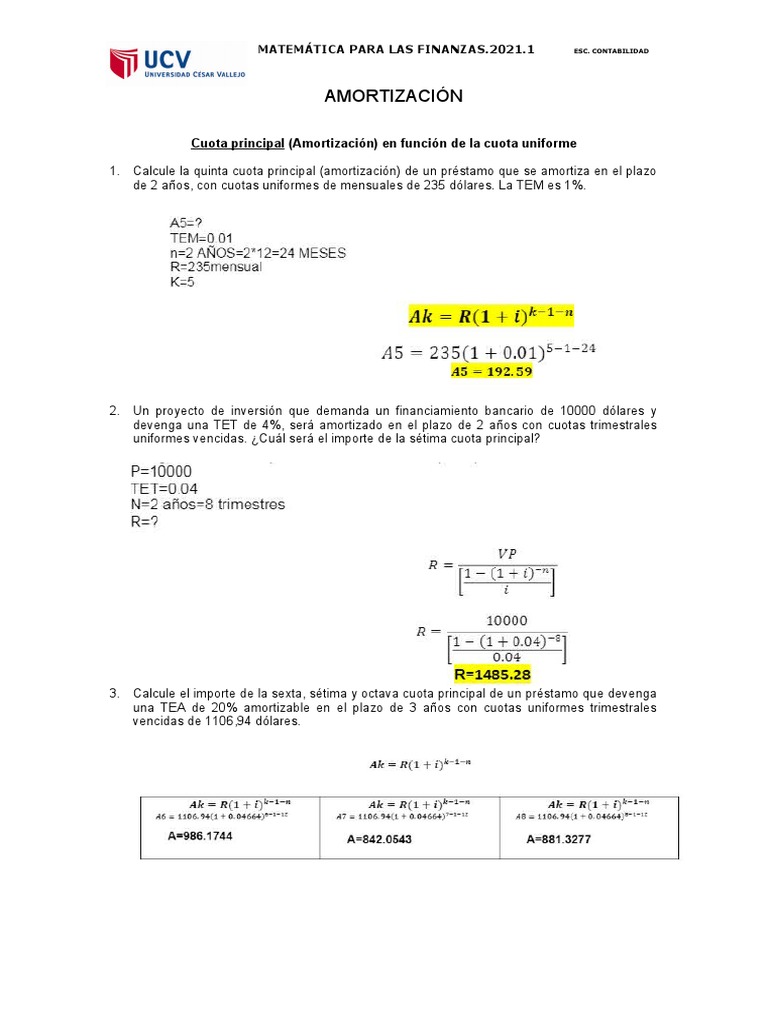 Trabajo de Aula - Amortización | PDF | Amortización (Negocio)