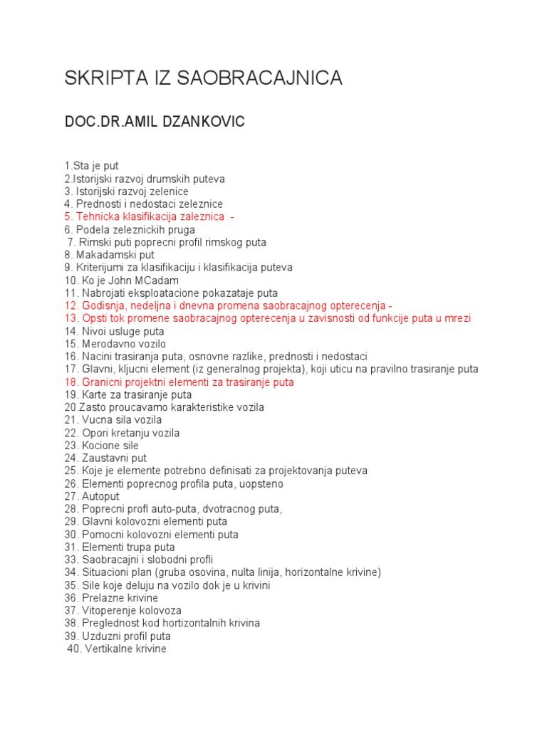 Skripta Iz Saobracajnica | PDF