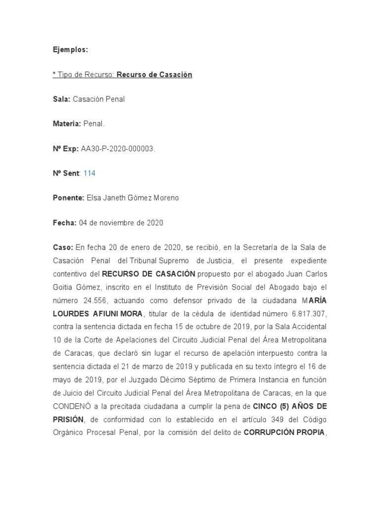 Ejemplos | PDF | Sentencia (ley) | Derecho penal