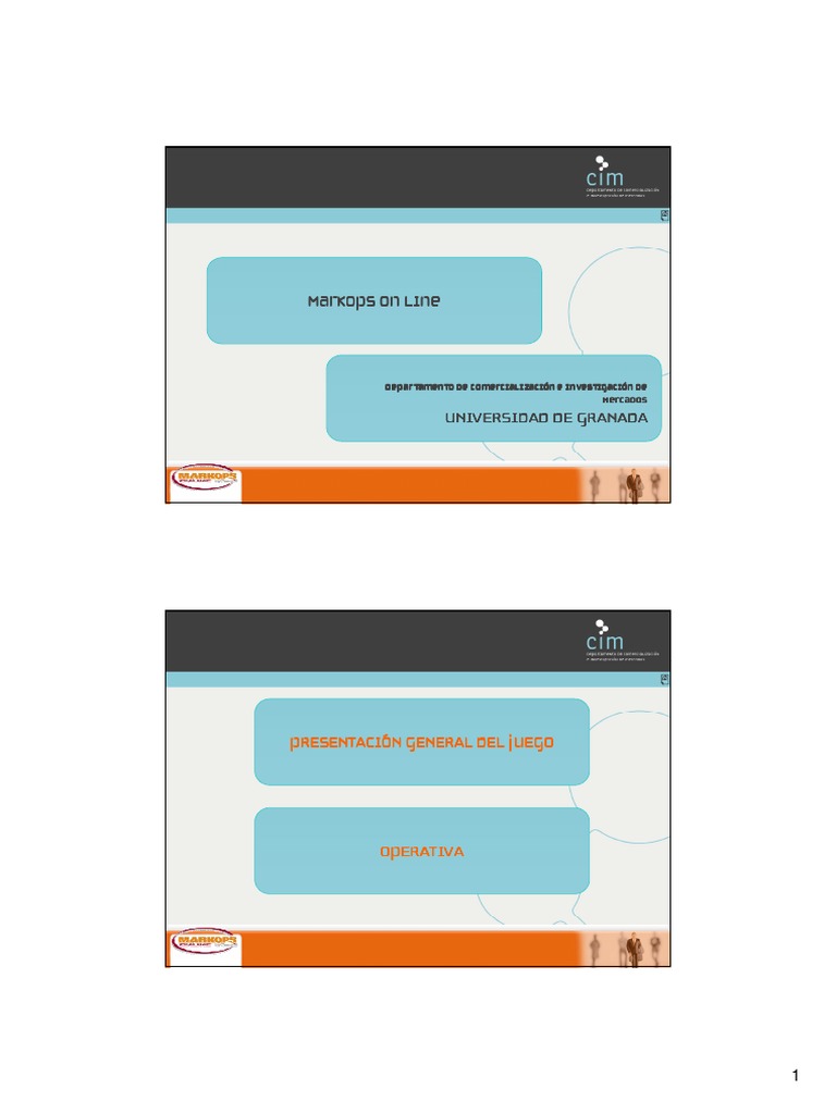 Markops On Line PRESENTACIÓN GENERAL DEL JUEGO OPERATIVA. Departamento de Comercialización e ...