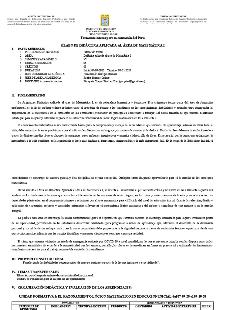 Sílabo Didáctica Aplicada Al Área de Matemática I 2020 | Descargar ... Sílabo Didáctica Aplicada Al Área de Matemática I 2020 | Descargar ...
