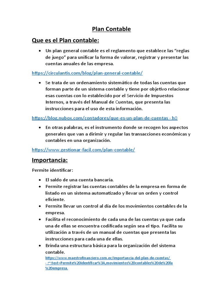 Plan Contable | PDF | Contabilidad | Business