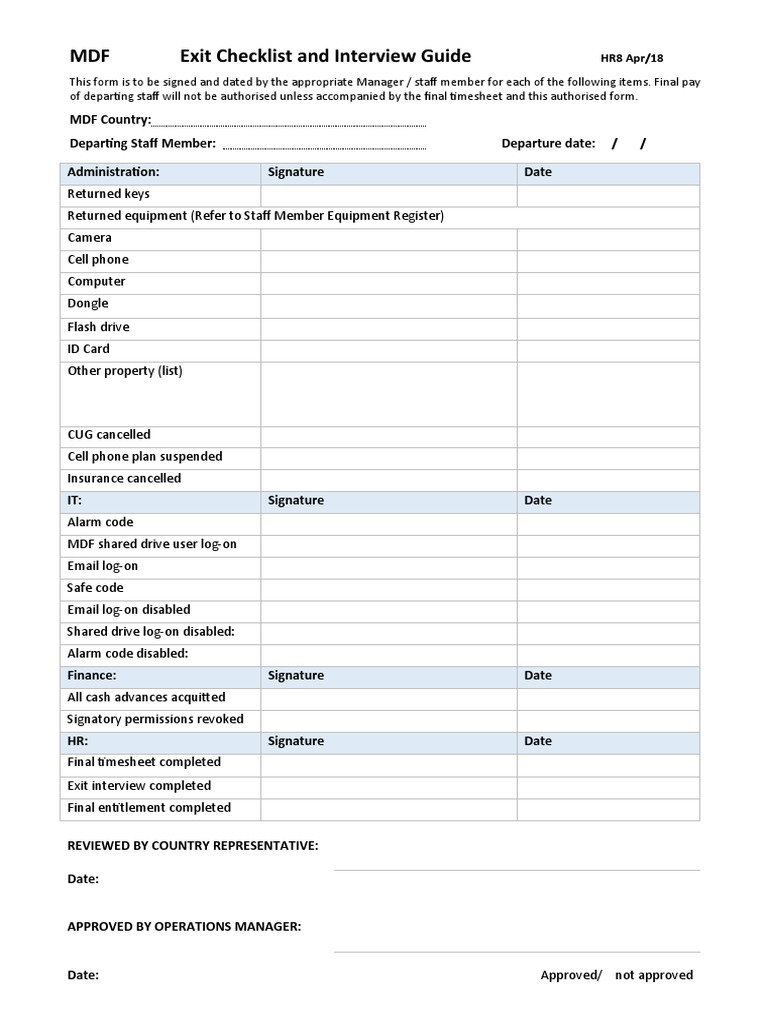 HR7 Departing Staff Final Checklist Interview | PDF | Employment ...