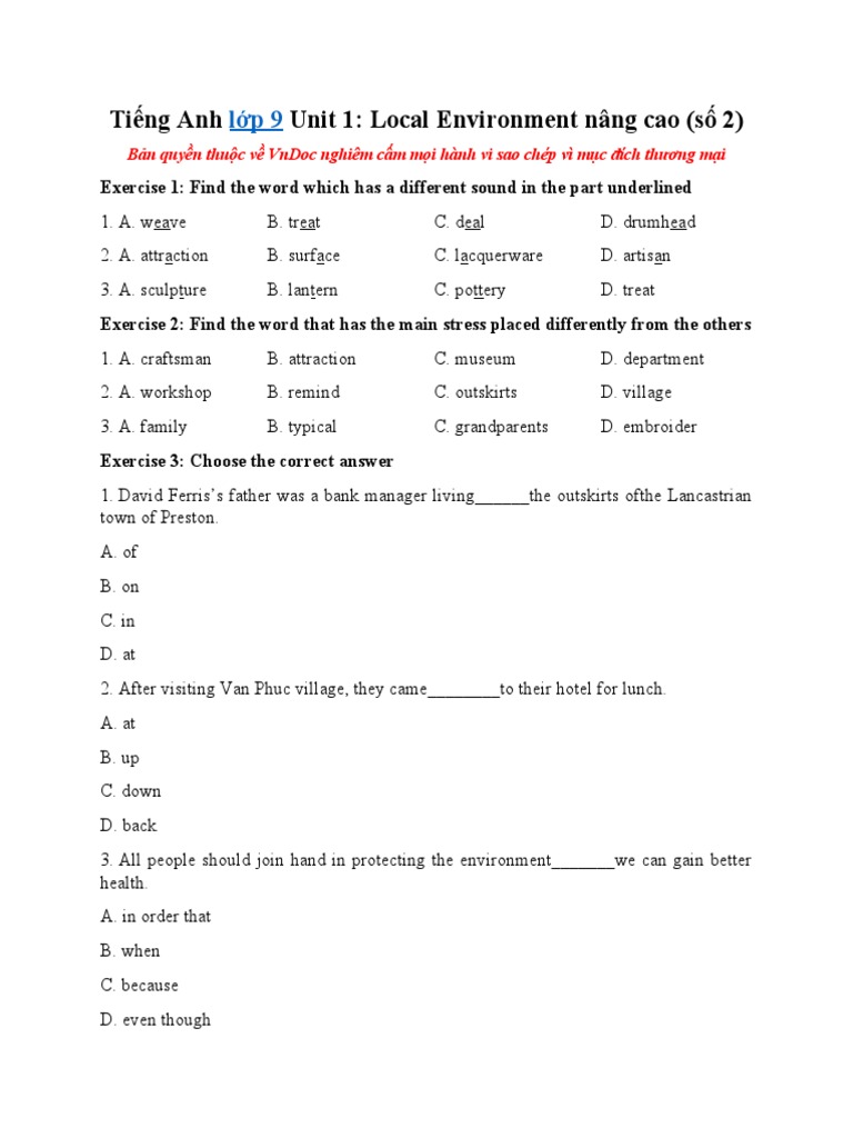 Craft Villages and Traditional Industries in Vietnam: Exercises and Answers on Local Environment ...