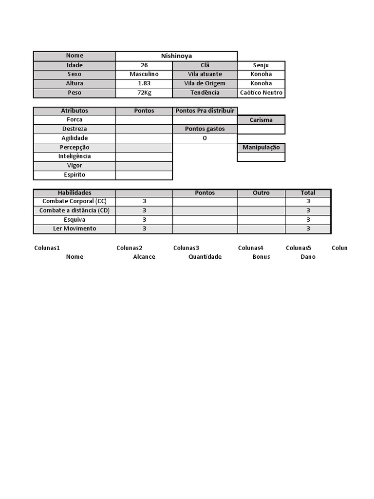 Ficha Excel (Por Túlio Montês) | PDF