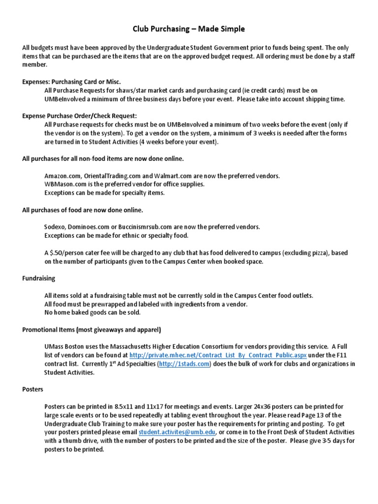 Club Purchasing (Made Simple) UMB 2019 | PDF