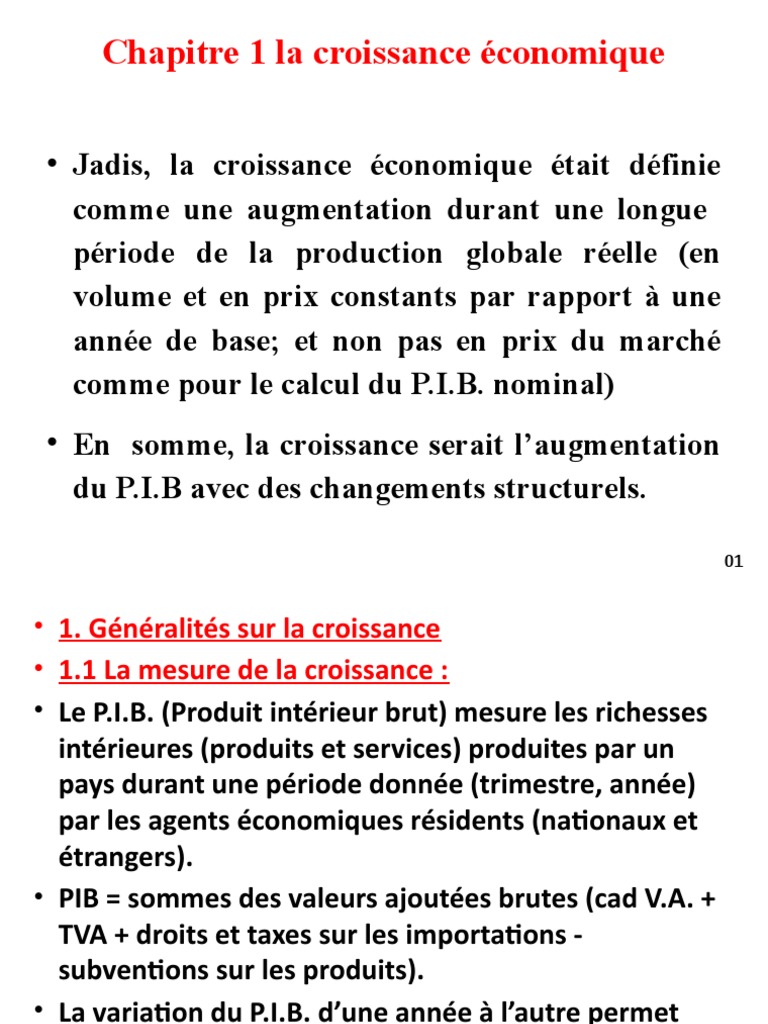 001 La Croissance | PDF | Croissance économique | Produit intérieur brut