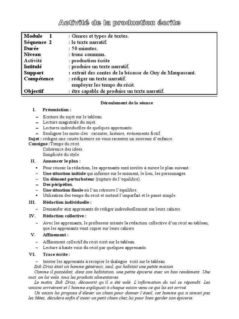 Rédaction d'un texte narratif | PDF | Récit