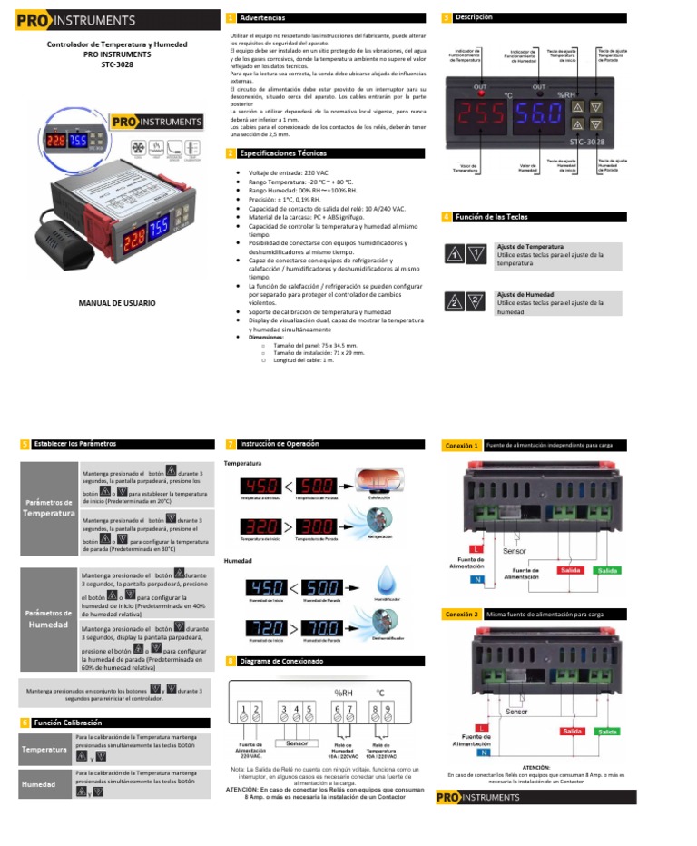 Controlador STC-3028: Manual Usuario | PDF | Relé | Bienes manufacturados