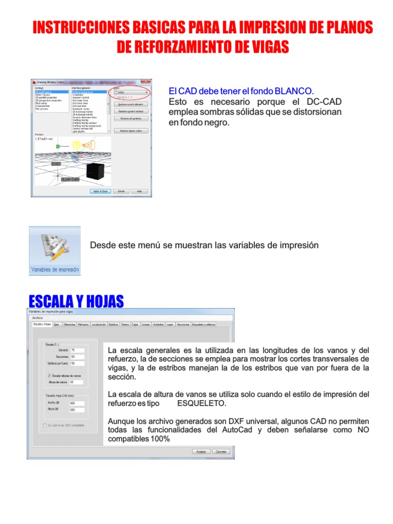 Instrucciones Básicas Impresión de Vigas | PDF | Cad automático