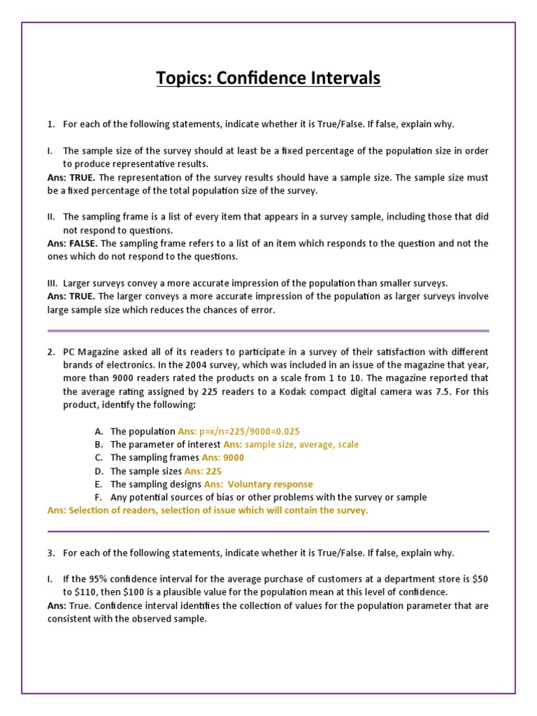 Confidence Intervals in Survey Analysis | PDF | Confidence Interval ...