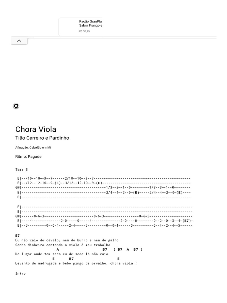 Chora Viola - Tião Carreiro e Pardinho - Viola | PDF