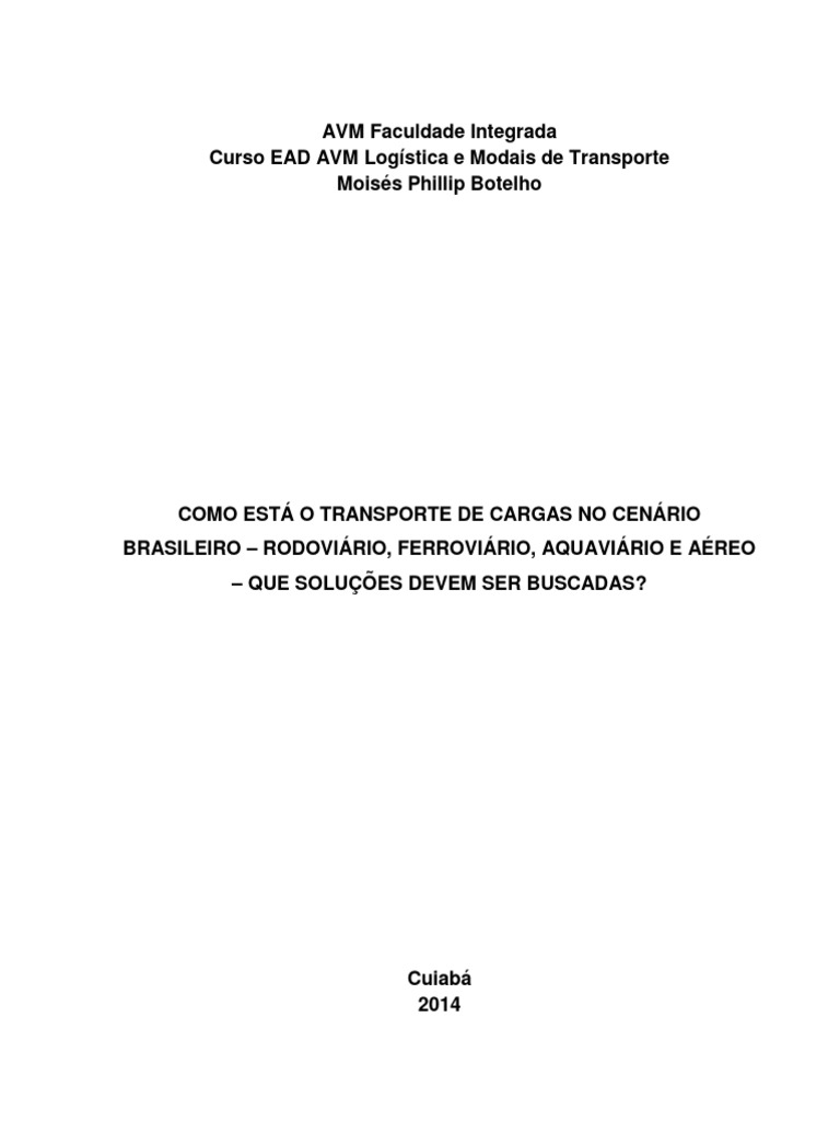 Tarefa 3 - Dissertação Transporte de Cargas No Brasil | PDF ...