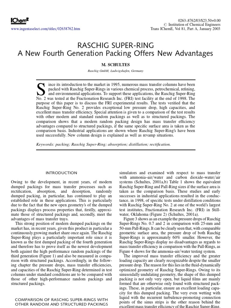Rasching Rings | PDF | Distillation | Chemical Process Engineering