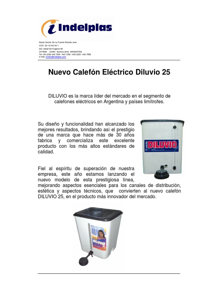 Nuevo Calefon Electrico Diluvio 25 | PDF | Ducha | Buenos Aires