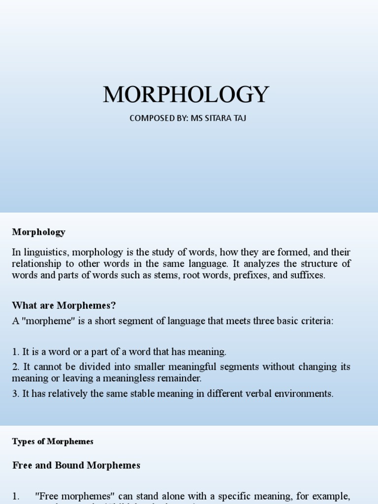 Morphology by Irtiza | Download Free PDF | Morphology (Linguistics) | Word