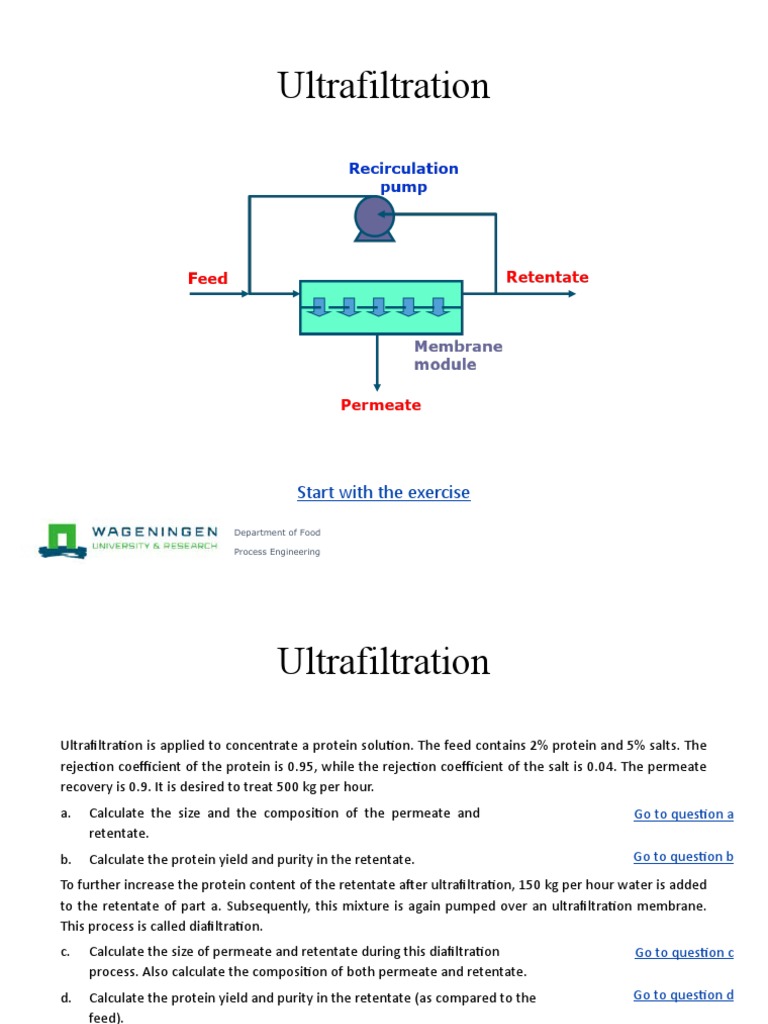 Exercise 0.5 Ultrafiltration | PDF | Membrane Technology | Proteins