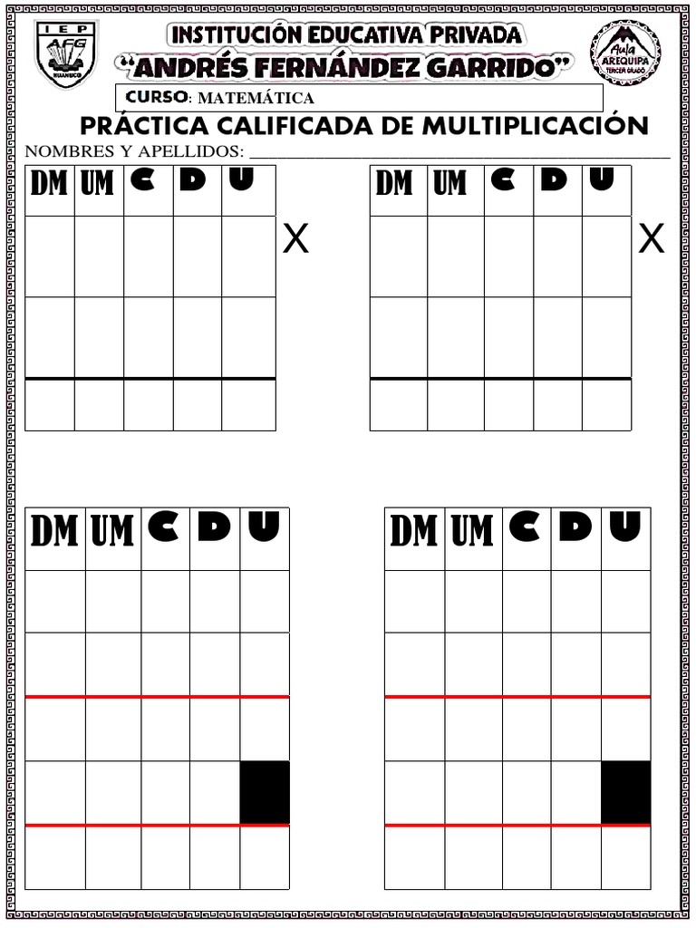 Práctica de Multiplicación | PDF