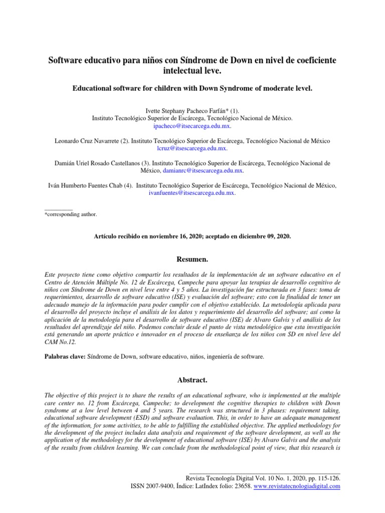 Desarrollo de software educativo para apoyar el aprendizaje de niños ...