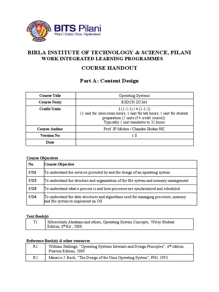 BSDCH ZC364 Operating Systems | PDF | Thread (Computing) | Process ... BSDCH ZC364 Operating Systems | PDF | Thread (Computing) | Process ...