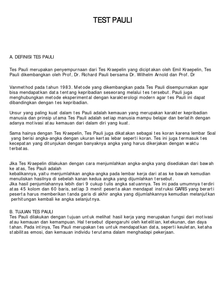 Test Pauli (SFILE | PDF