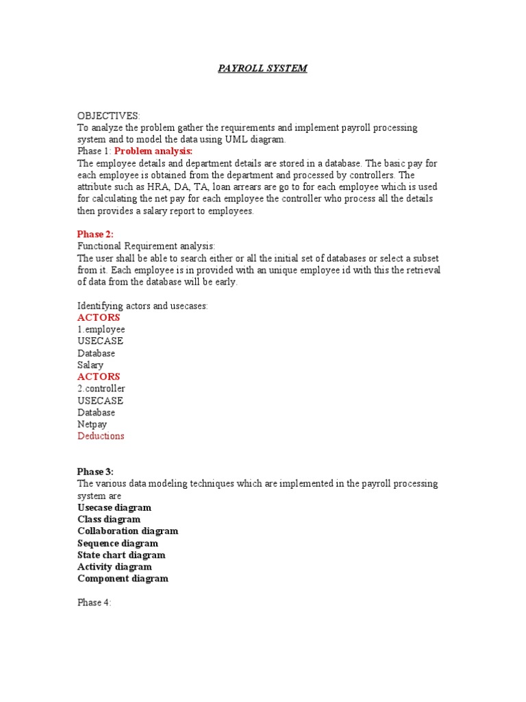 Payroll System | PDF | Use Case | Payroll