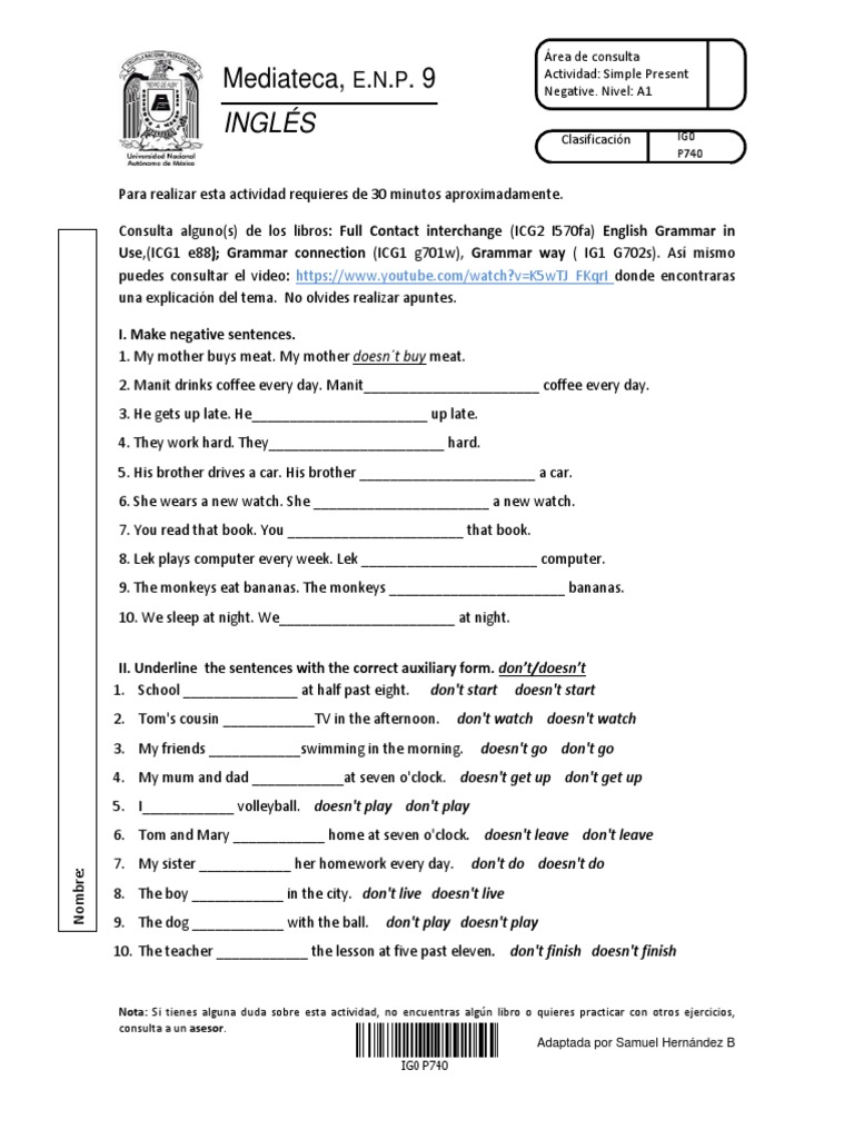 Simple Present Negative II | PDF