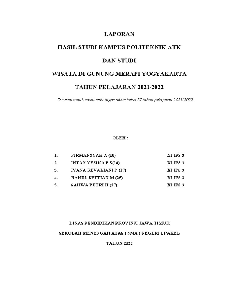 Panduan Penulisan Laporan Study Kampus | PDF