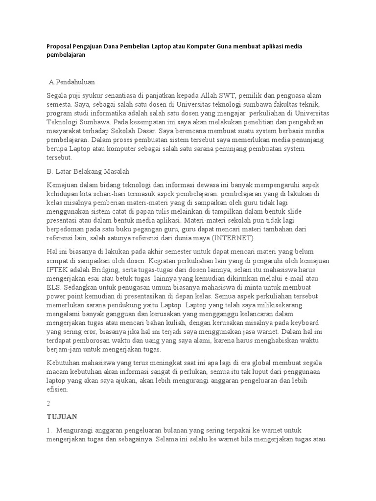 Proposal Pengajuan Dana Pembelian | PDF