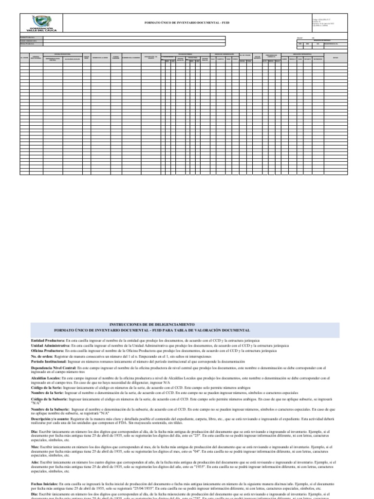 Formato Único de Inventario Fuid | PDF | Informática | Ciencias de la Computación