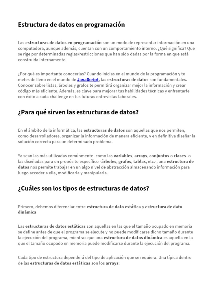 Estructura de Datos | PDF | Estructura de datos de matriz | Programa de computadora