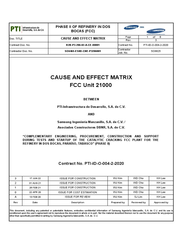 FCC Unit Cause and Effect Matrix | PDF | Energy Technology | Gases