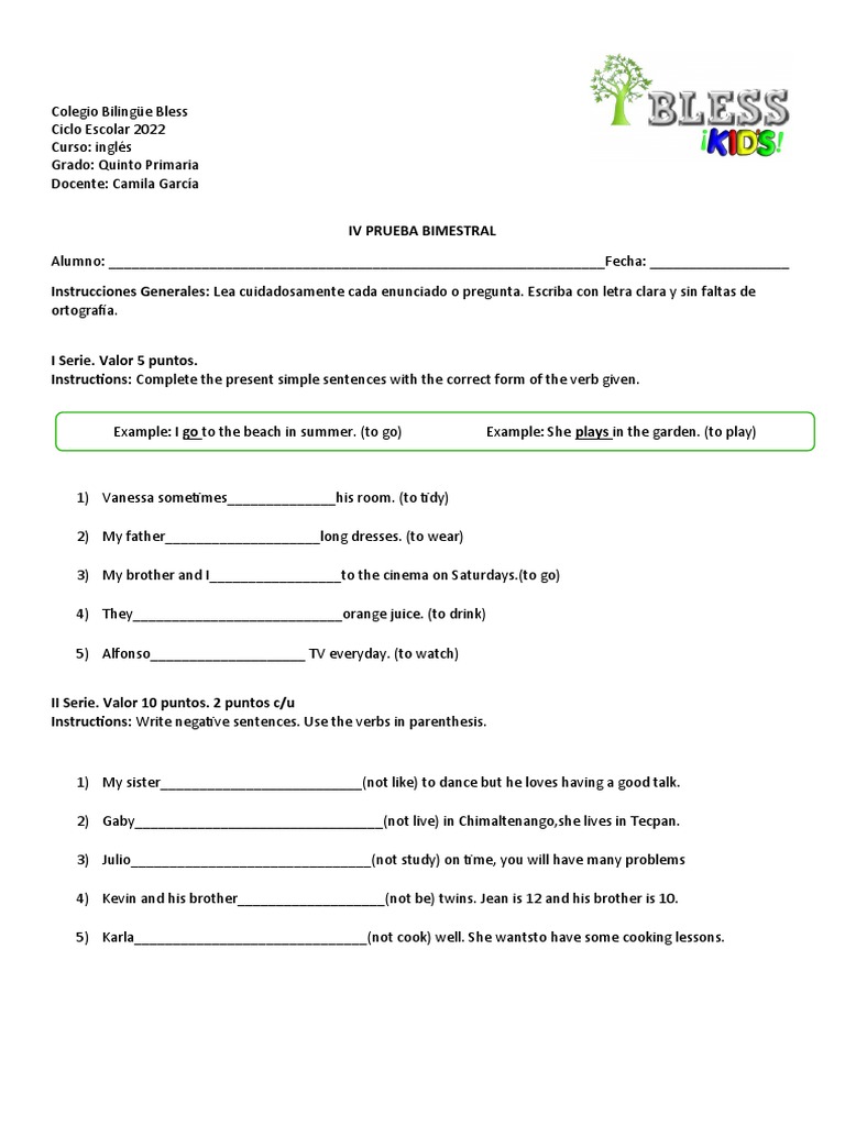 Examen Final 5to Primaria | PDF | Linguistics | Syntax