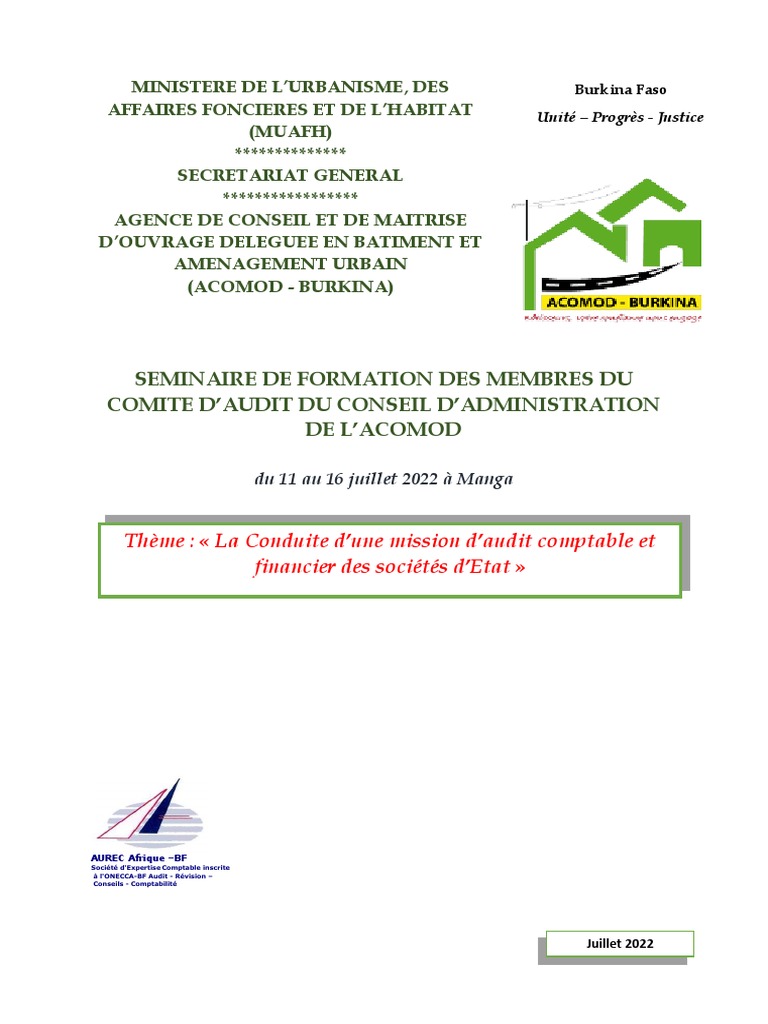 Support de Formation | PDF | Audit financier | Audit