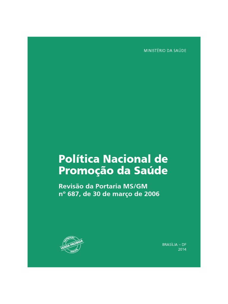 Cartilha - Política Nacional de Promoção Da Saúde | PDF | Promoção de ...