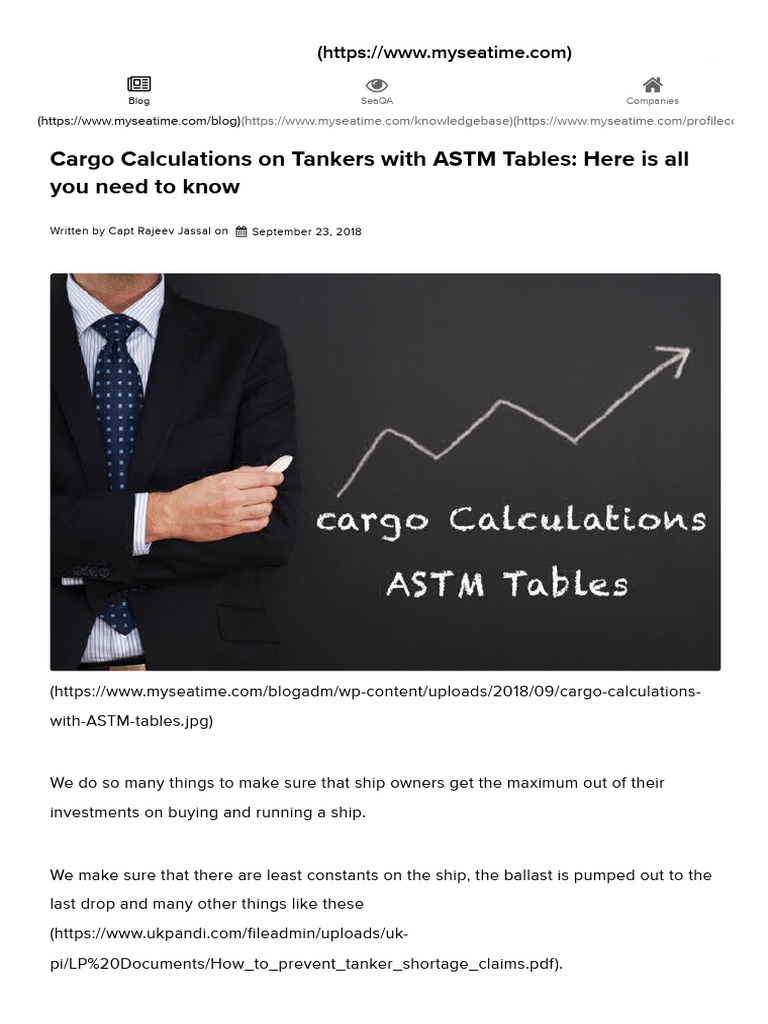Cargo Calculations On Tankers With ASTM Tables - Here Is All You Need ...