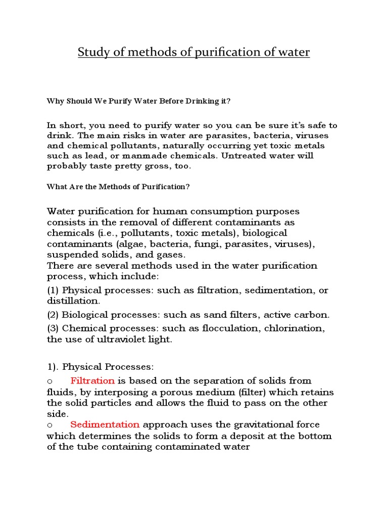 Water Purification Methods Explained | PDF | Water Purification | Water