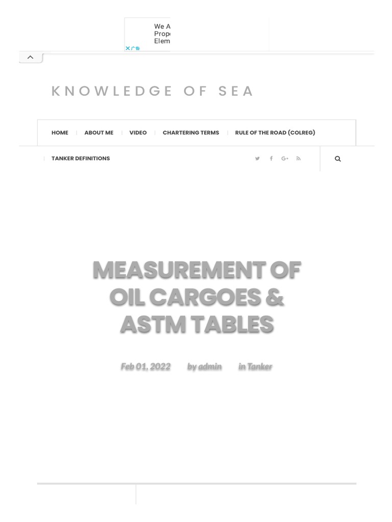 MEASUREMENT OF OIL CARGOES & ASTM TABLES - Knowledge of Sea | PDF | Ships | Oil Tanker