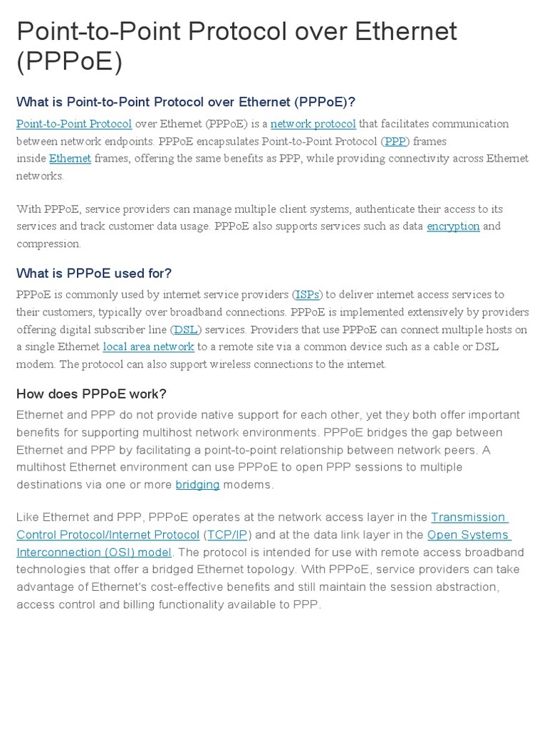 PPPOE | Download Free PDF | Computer Network | Internet Protocol Suite