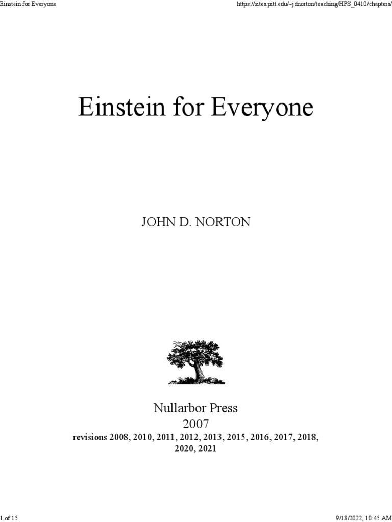 Einstein For Everyone | PDF | General Relativity | Space
