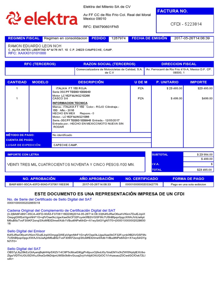 Factura Elektra 1 | PDF