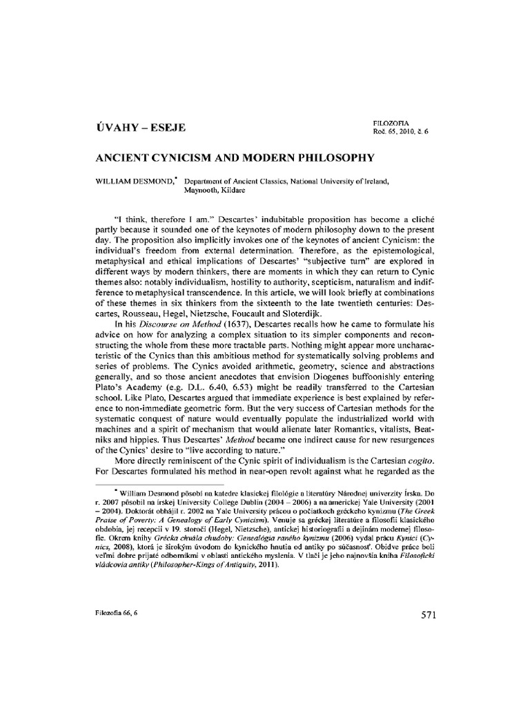 William Desmond - Ancient Cynicism | PDF