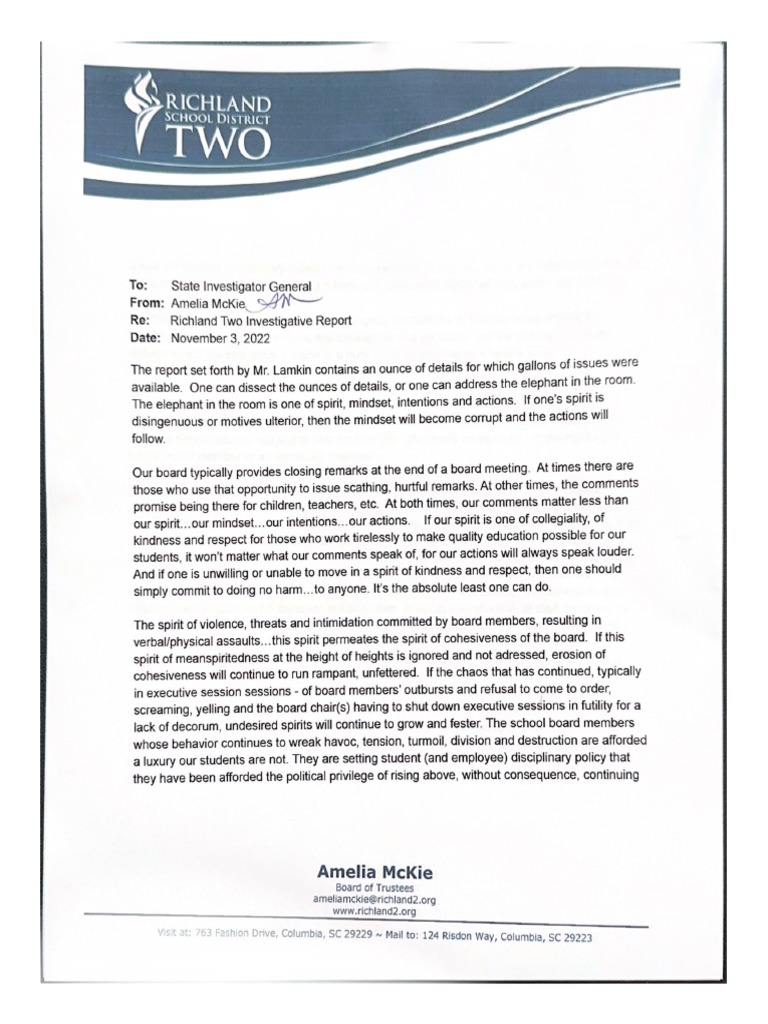 Amelia McKie's Response To IG Report | PDF