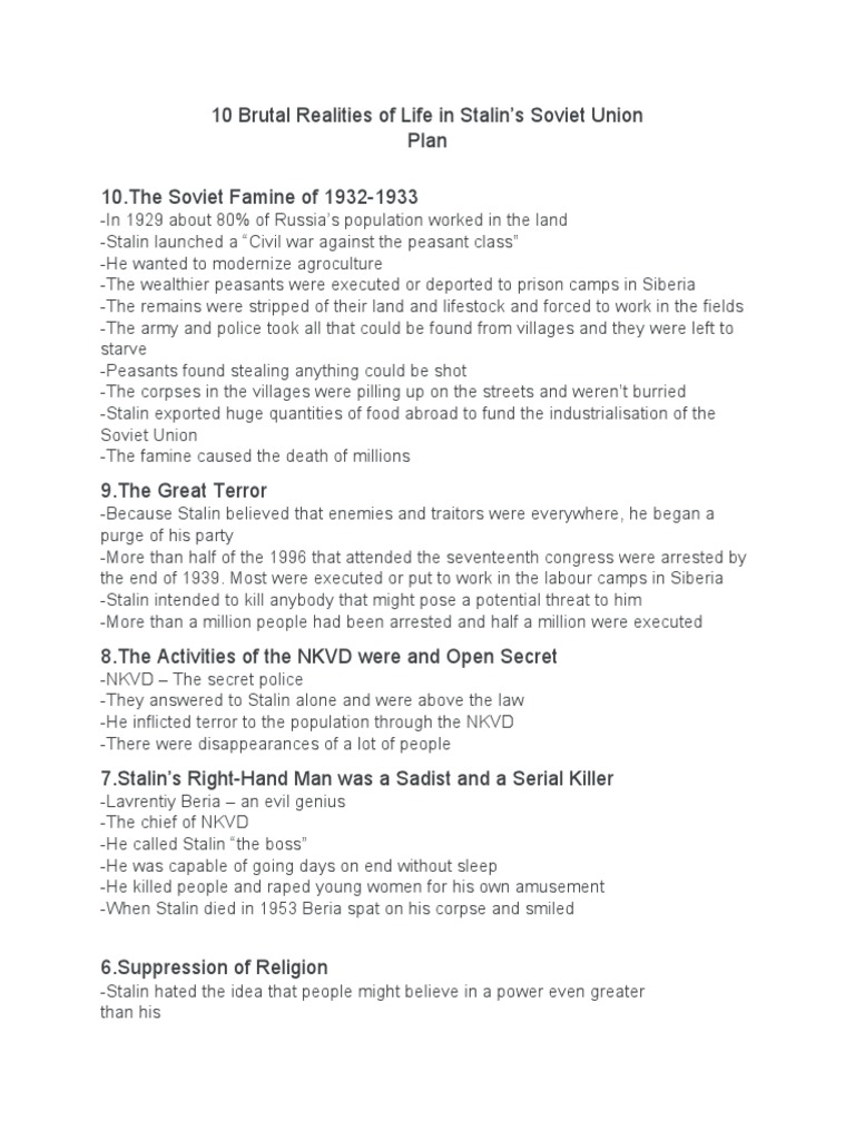10 Brutal Realities of Life in Stalin's Soviet Union | PDF | Joseph ...