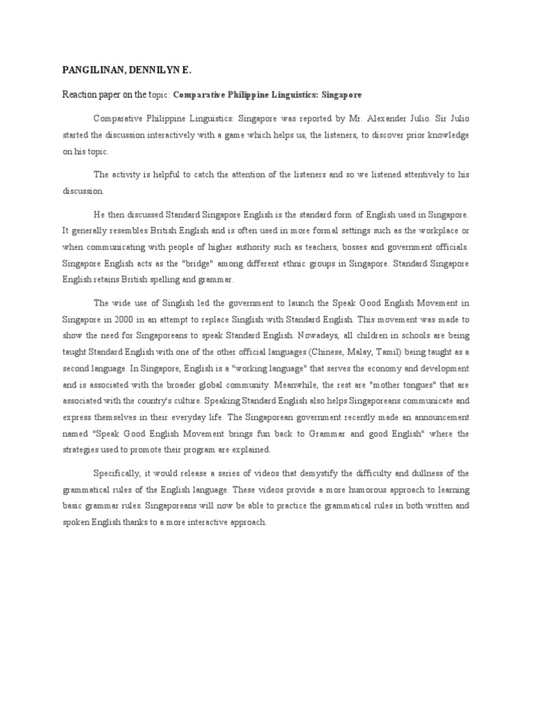 Reaction Paper | PDF