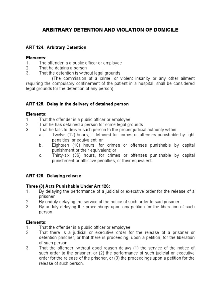 Arbitrary Detention and Violation of Domicile | PDF | Detention (Imprisonment) | Crimes