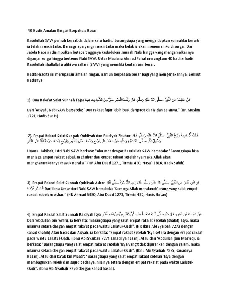 40 Hadis Amalan-WPS Office | PDF