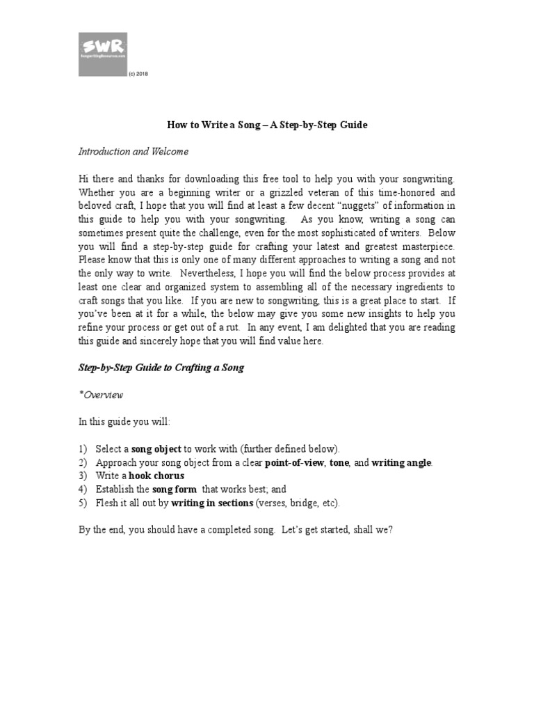 Free Step-by-Step Songwriting Guide | PDF | Song Structure | Narration