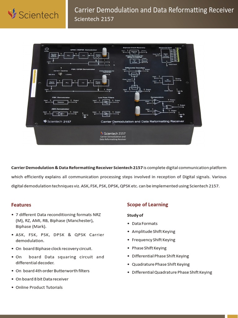 Carrier Demodulation and Data Reformatting Receiver | PDF | Modulation ...